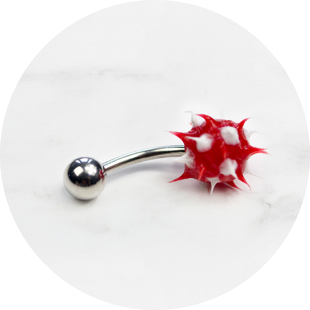 Navelpiercing acryl spikey rood - MY Cellini